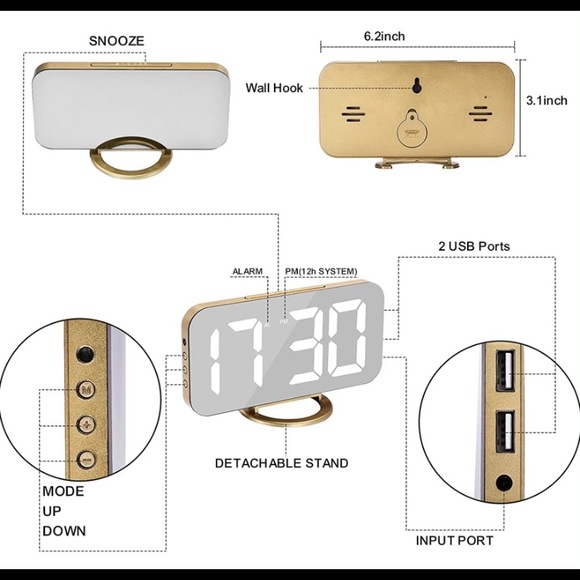 Other | Gold Led Digital Clock | Poshmark